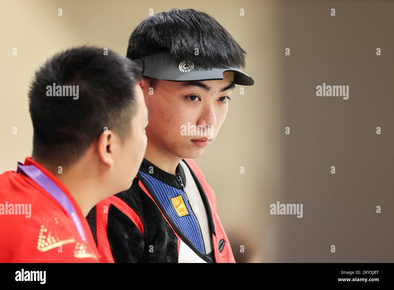Hangzhou, China's Zhejiang Province. 29th Sep, 2023. Yu Hao (R) of ...
