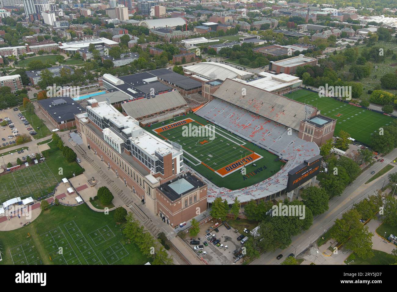 A general overall aerial view of Memorial Stadium on the University of ...