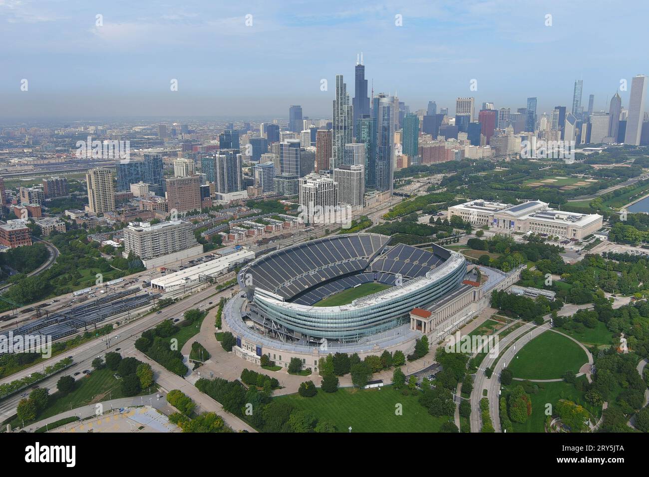 Chicago soldier field stadium aerial hi-res stock photography and ...