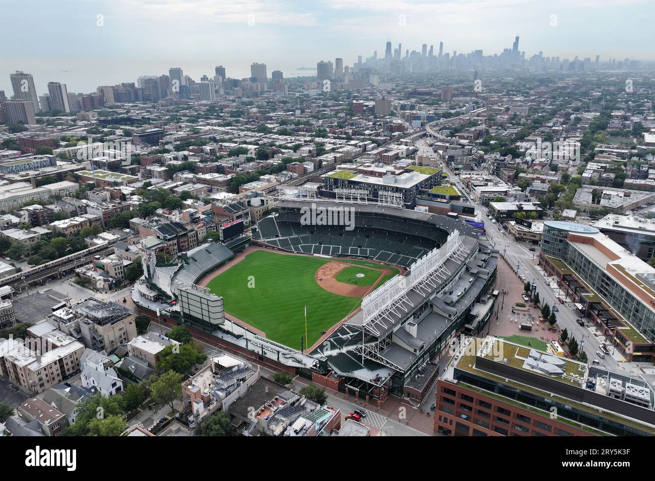 A general overall aerial view wrigley field baseball stadium hi-res ...
