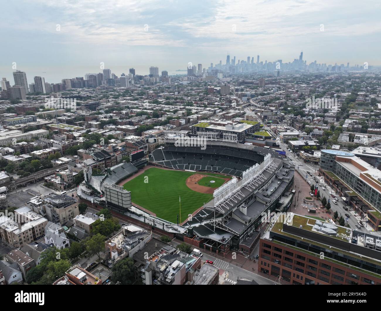 Wrigley field baseball stadium aerial hi-res stock photography and ...