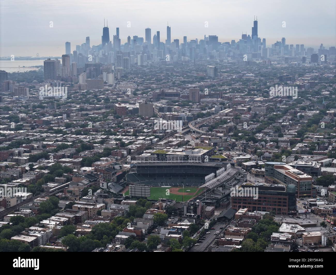 Wrigley field baseball stadium aerial hi-res stock photography and ...