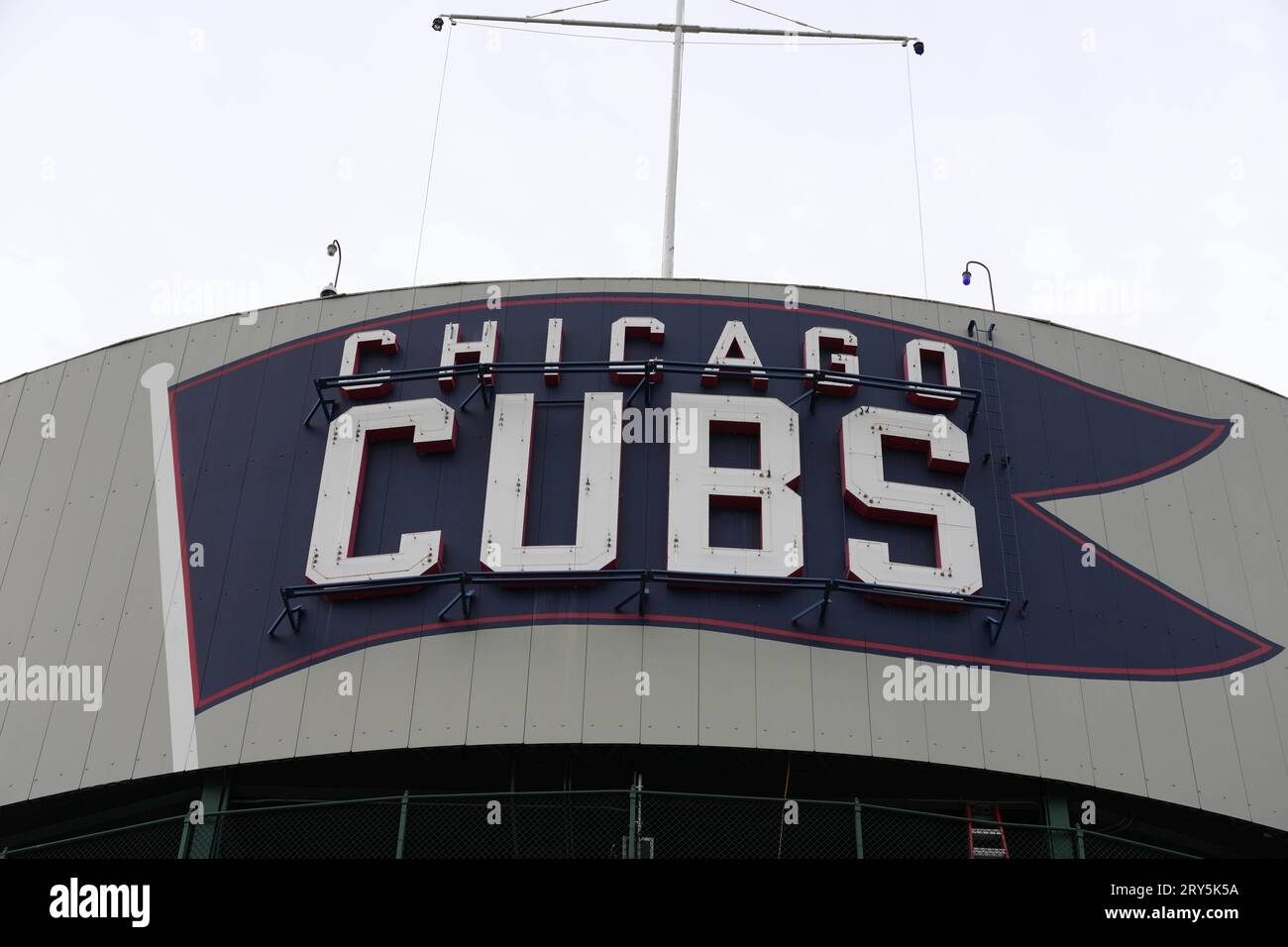 The Chicago Cubs logo at Wrigley Field Baseball stadium facade ...