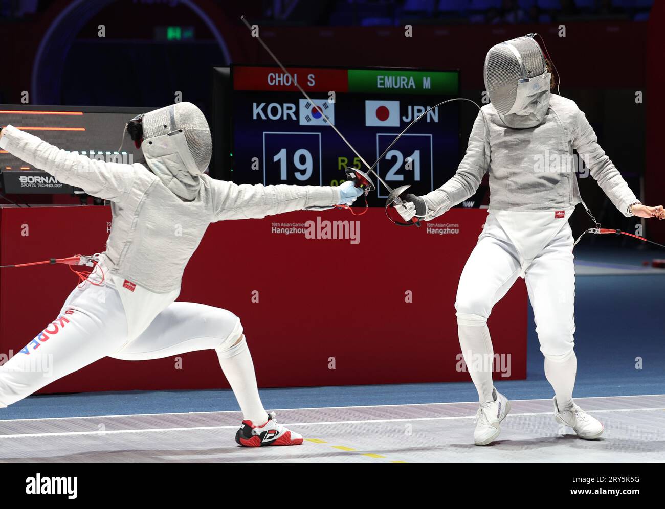 Hangzhou, China's Zhejiang Province. 29th Sep, 2023. Choi Sebin (L) of ...