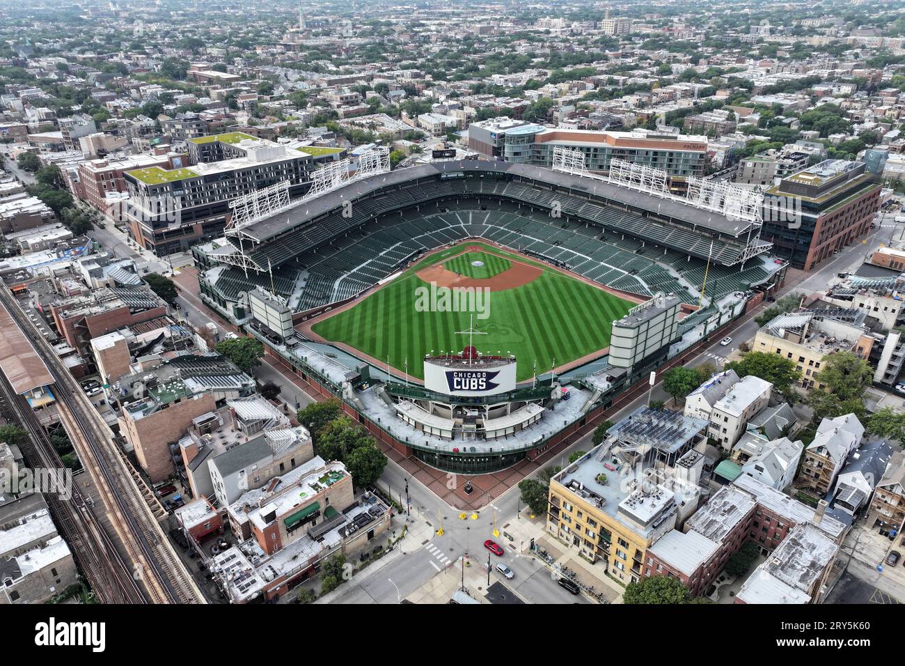 Wrigley field baseball stadium aerial hi-res stock photography and ...