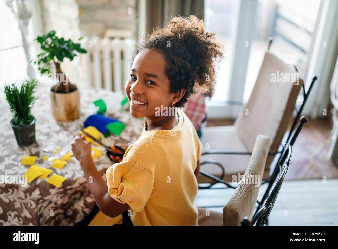 Multicultural group of kids with creative handicraft.Children diversity ...