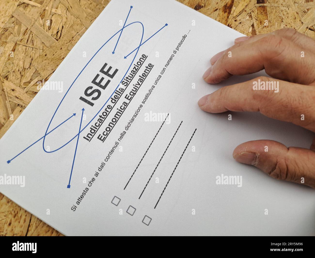 ISEE low income. Printed form, paper ISEE presentation Stock Photo - Alamy