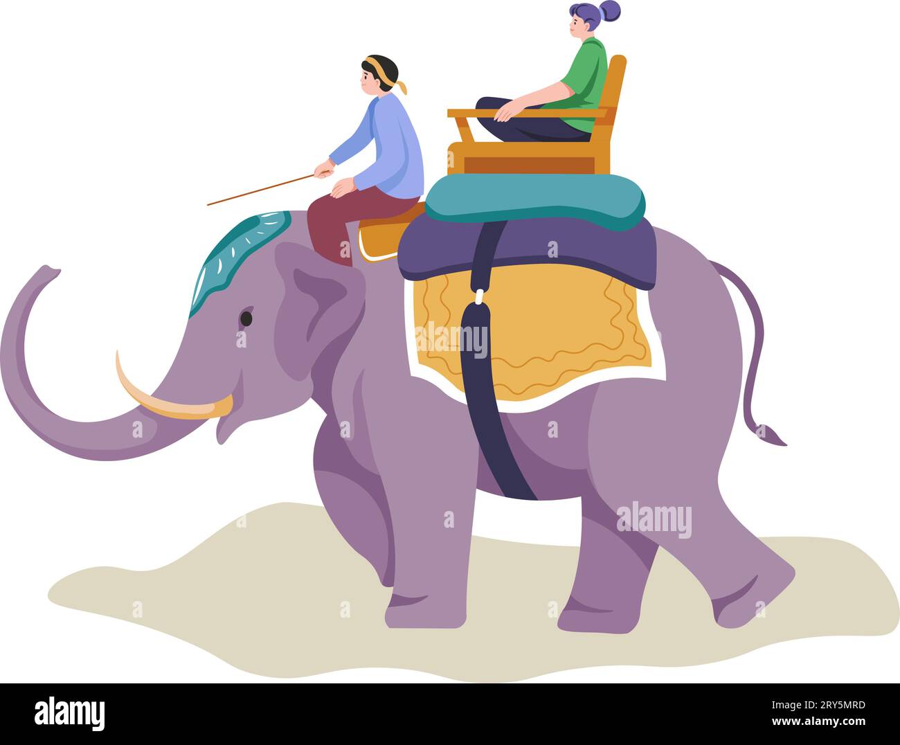 Eco tourism and traveling, riding on elephants Stock Vector Image & Art ...