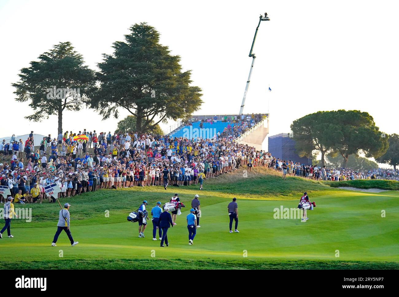 Team Europe's Jon Rahm, Team Europe's Tyrrell Hatton, USA's Scottie ...