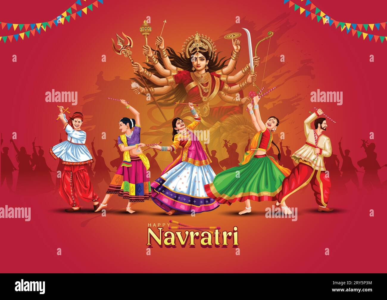 Garba Night Diwali poster for Navratri Dussehra festival of India. vector illustration design of ...