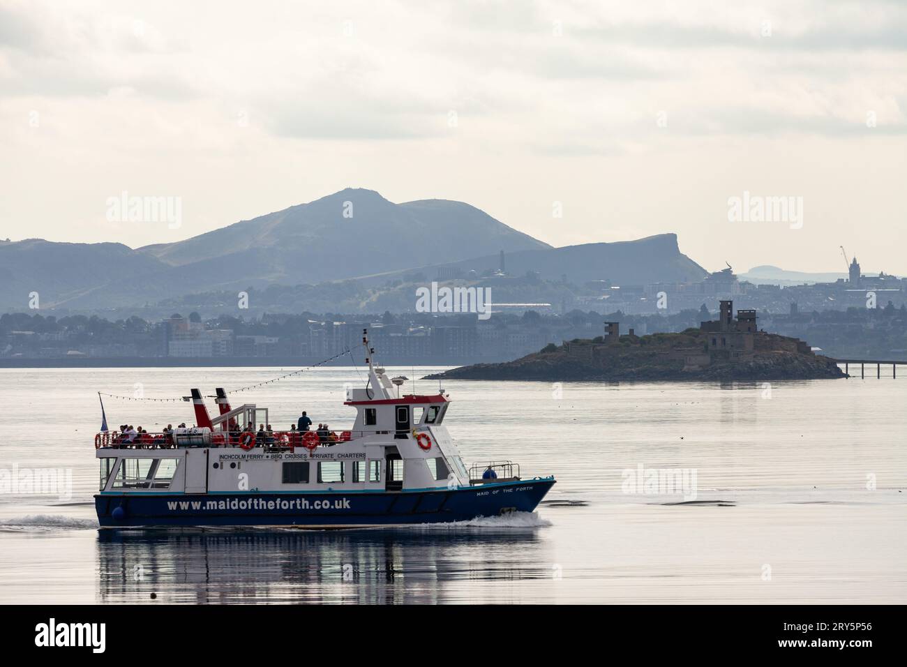 The sightseeing boat Maid of The Forth sailing past Inchmickery Island ...