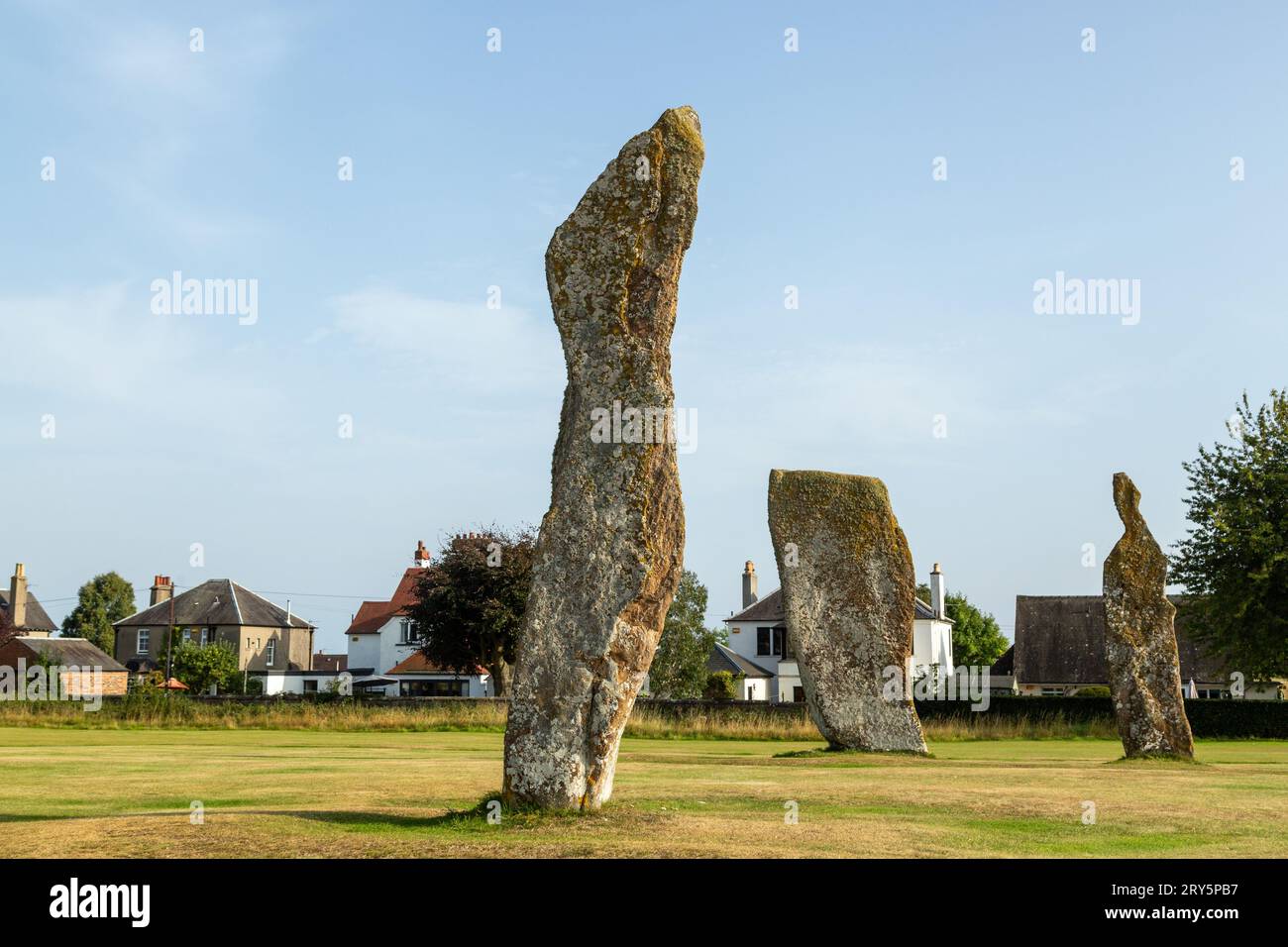 The impressive standing stones of Lundin Links which stand in the ...