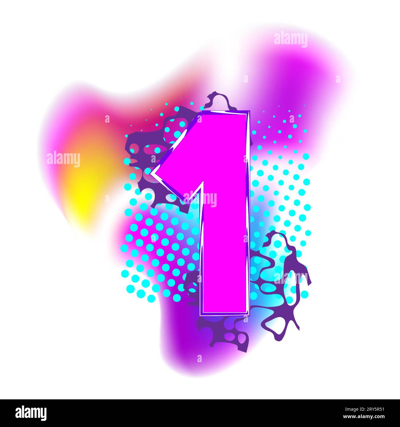 Colorful gradient halftone number one. Anniversary design Stock Vector ...