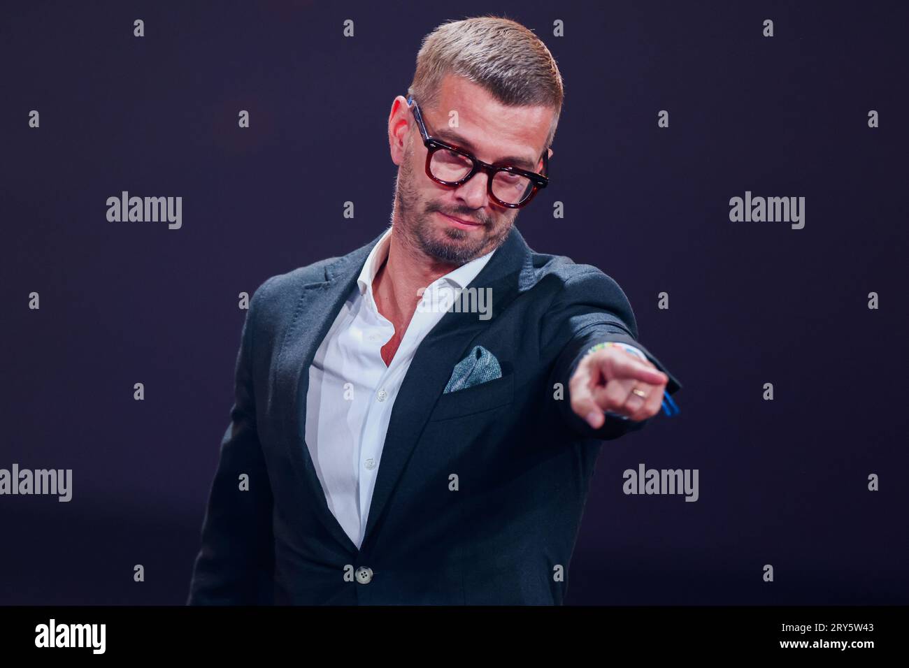 Cologne, Germany. 29th Sep, 2023. Presenter Joko Winterscheidt shows ...