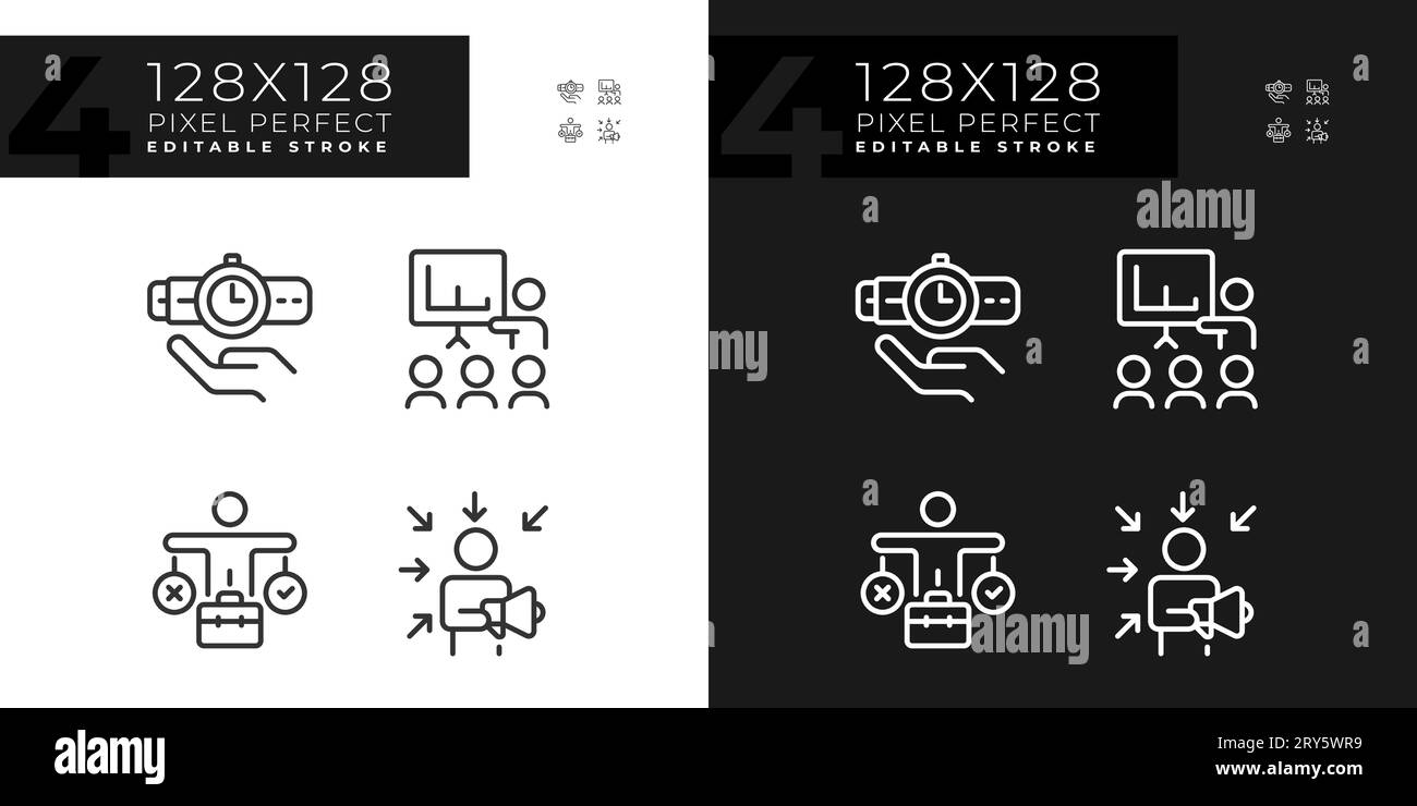 Pixel perfect dark and light soft skills linear icons set Stock Vector Image & Art - Alamy