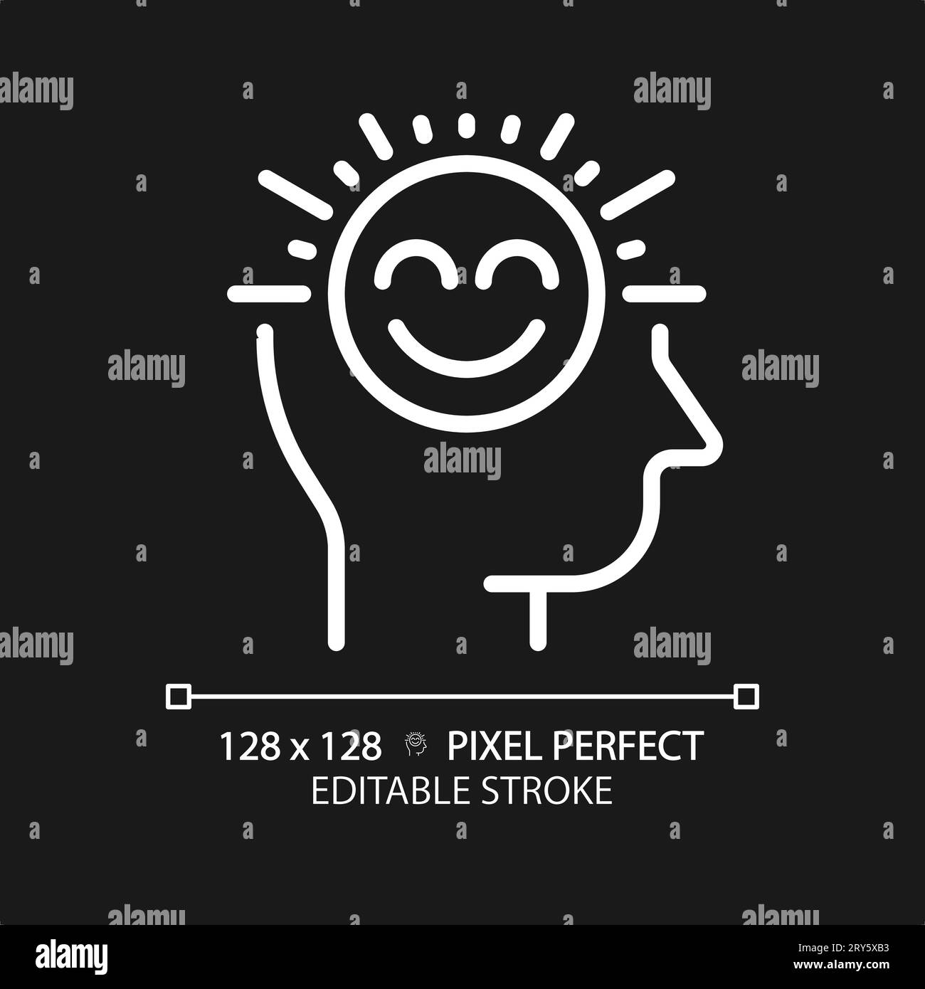 2D customizable thin linear white positive thinking icon Stock Vector ...