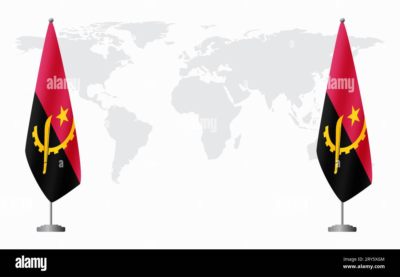 Angola and Angola flags for official meeting against background of ...