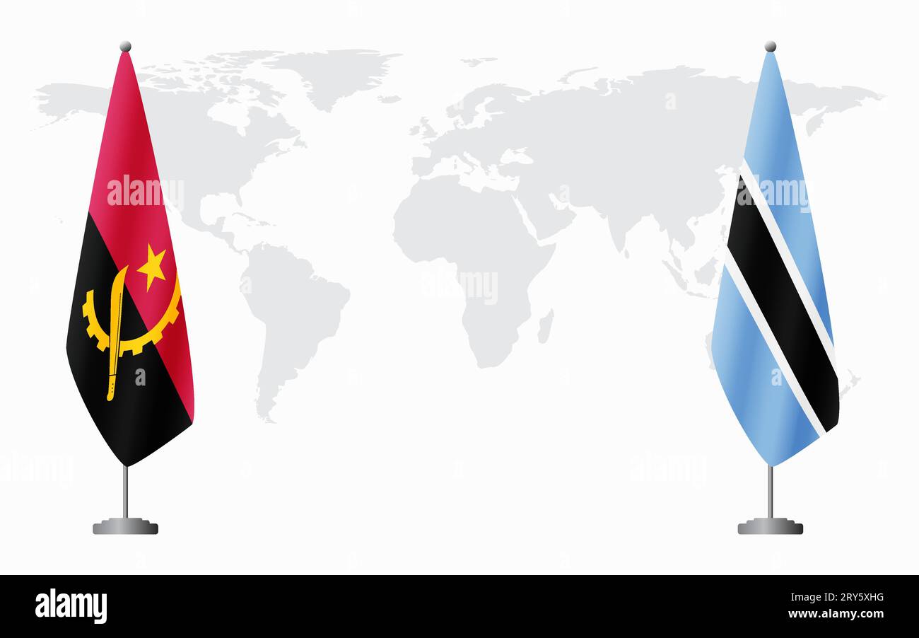 Angola and Botswana flags for official meeting against background of ...