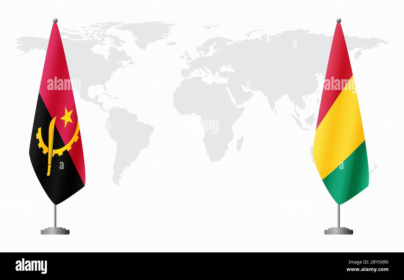 Angola and Guinea flags for official meeting against background of ...