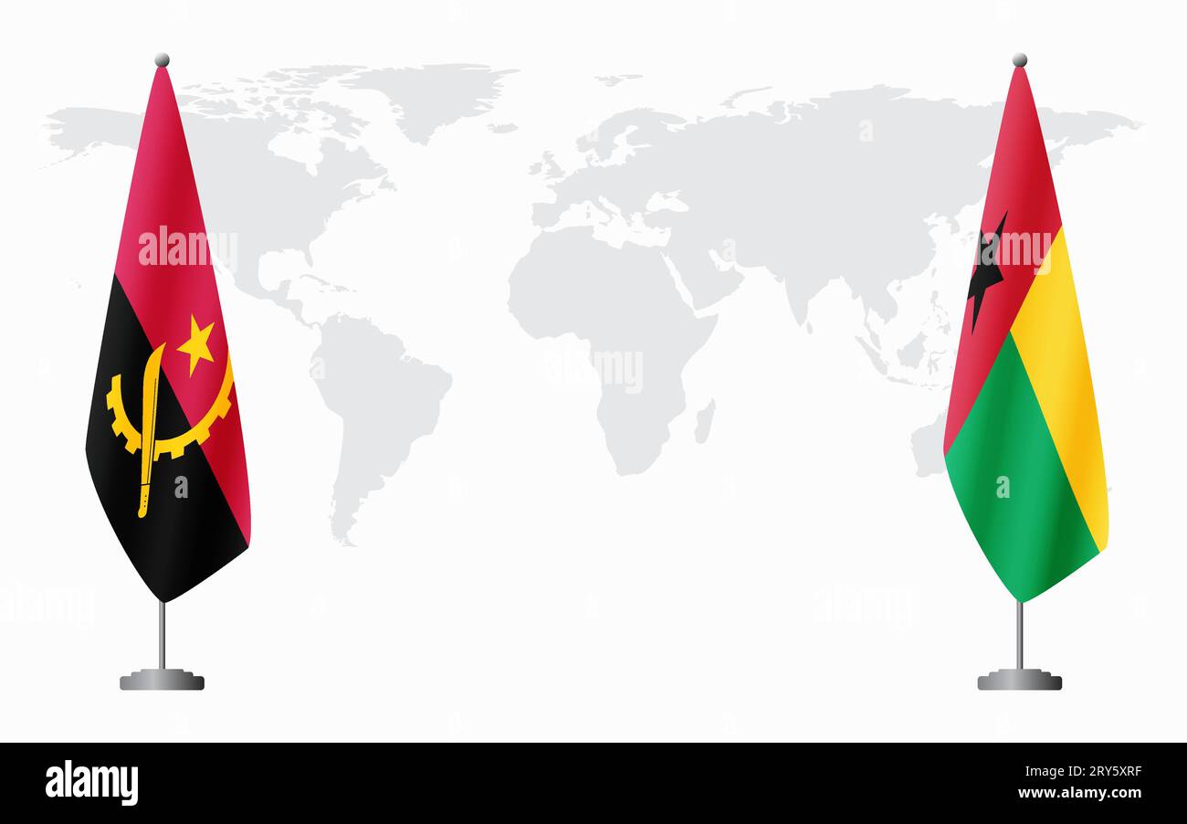 Angola and Guinea Bissau flags for official meeting against background ...