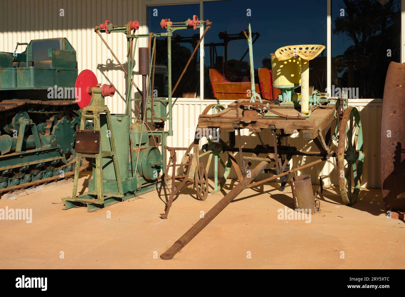Vintage agricultural machinery at the Mukinbudin Community Workshop in ...