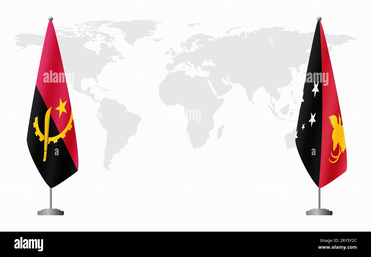 Angola and Papua New Guinea flags for official meeting against ...