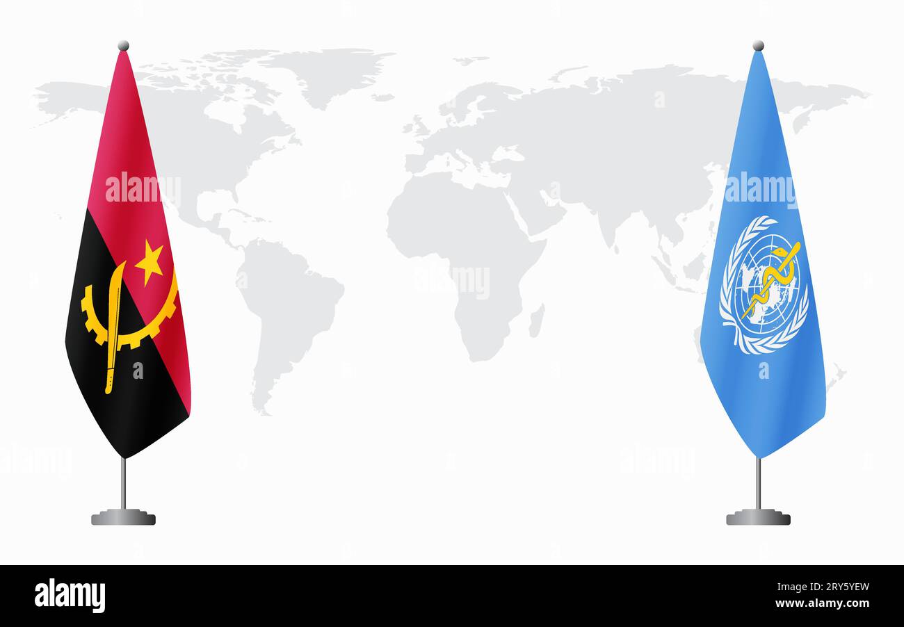Angola and World Health Organization flags for official meeting against ...