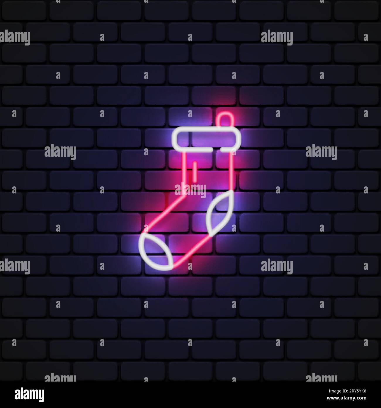 Vintage christmas stocking neon icon, great design for any purposes ...