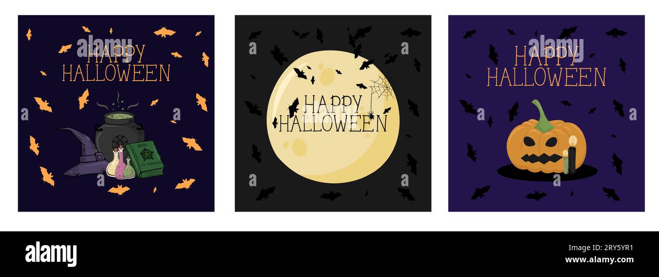Halloween poster set trendy Stock Vector Images - Alamy