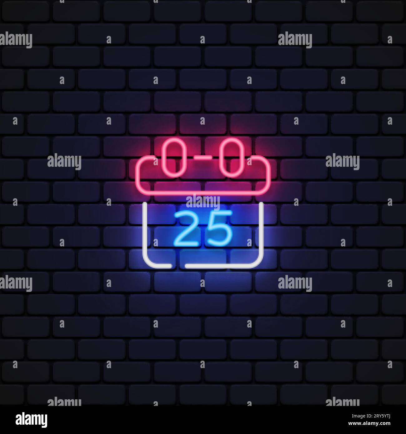 Calendar icon neon in retro style on light background. Vector ...
