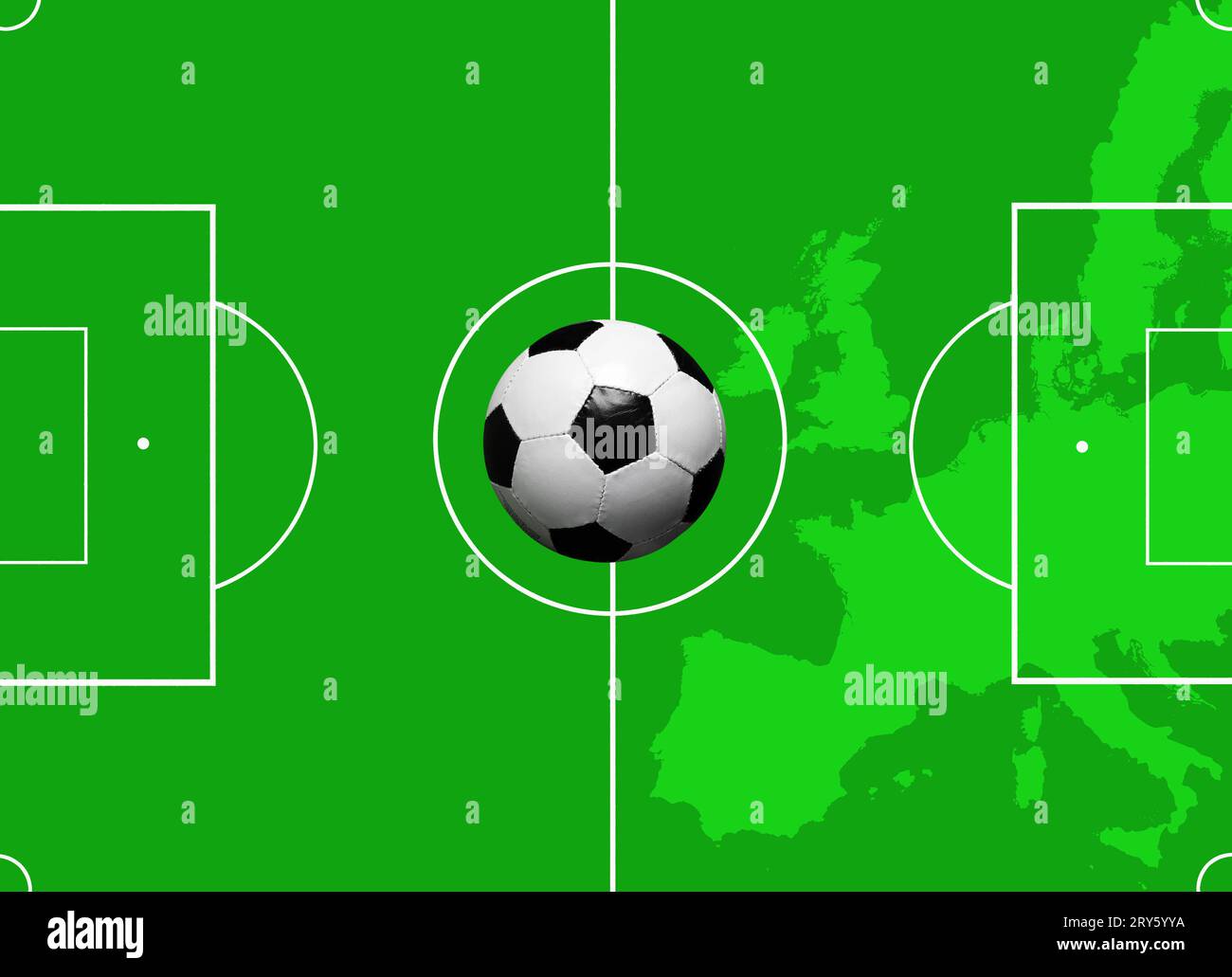 soccer ball and soccer pitch with Europe map Stock Photo - Alamy