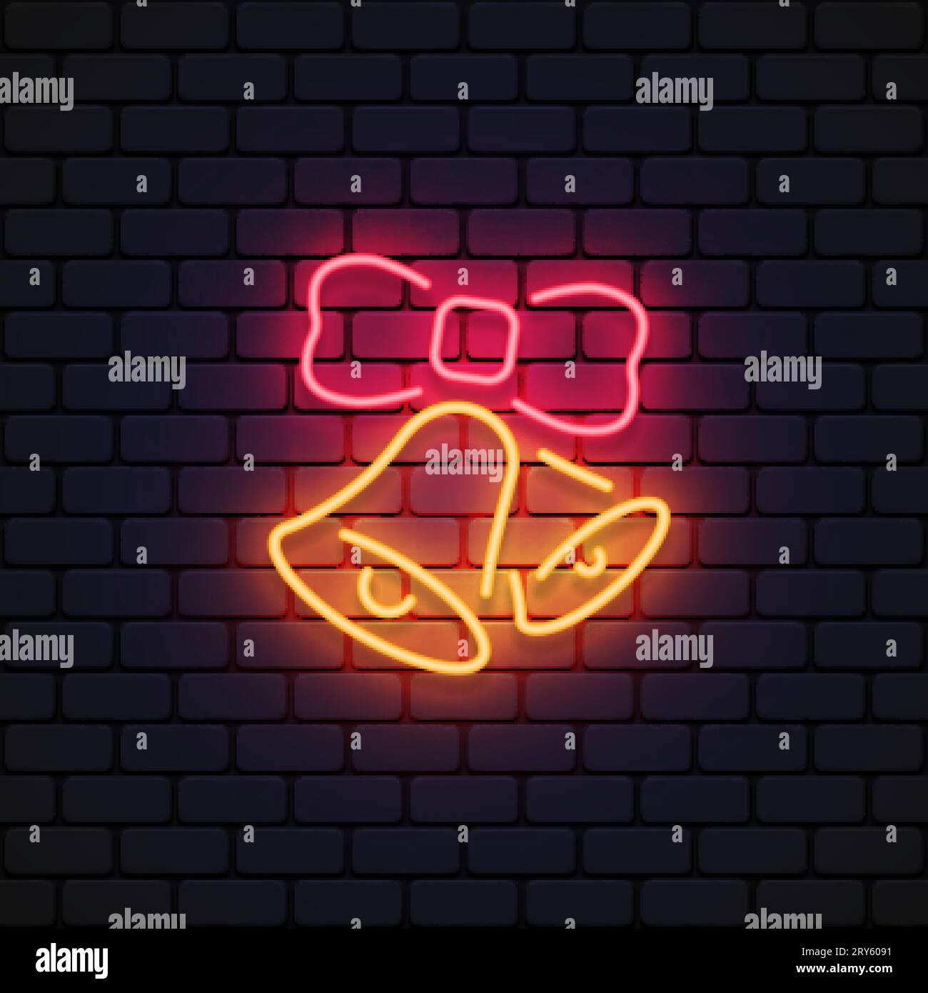 Christmas bells neon icon on light background for banner design. Vector ...