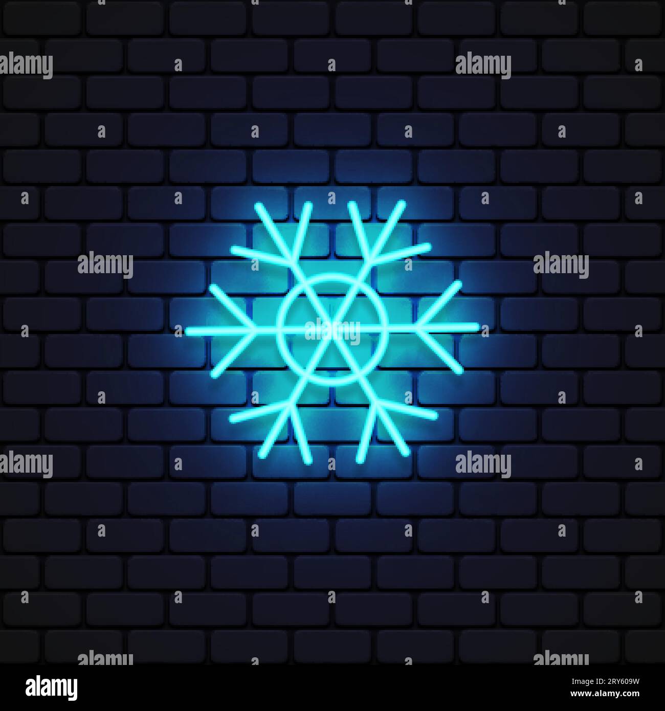Snowflake neon icon in vintage style on black background. Vector ...
