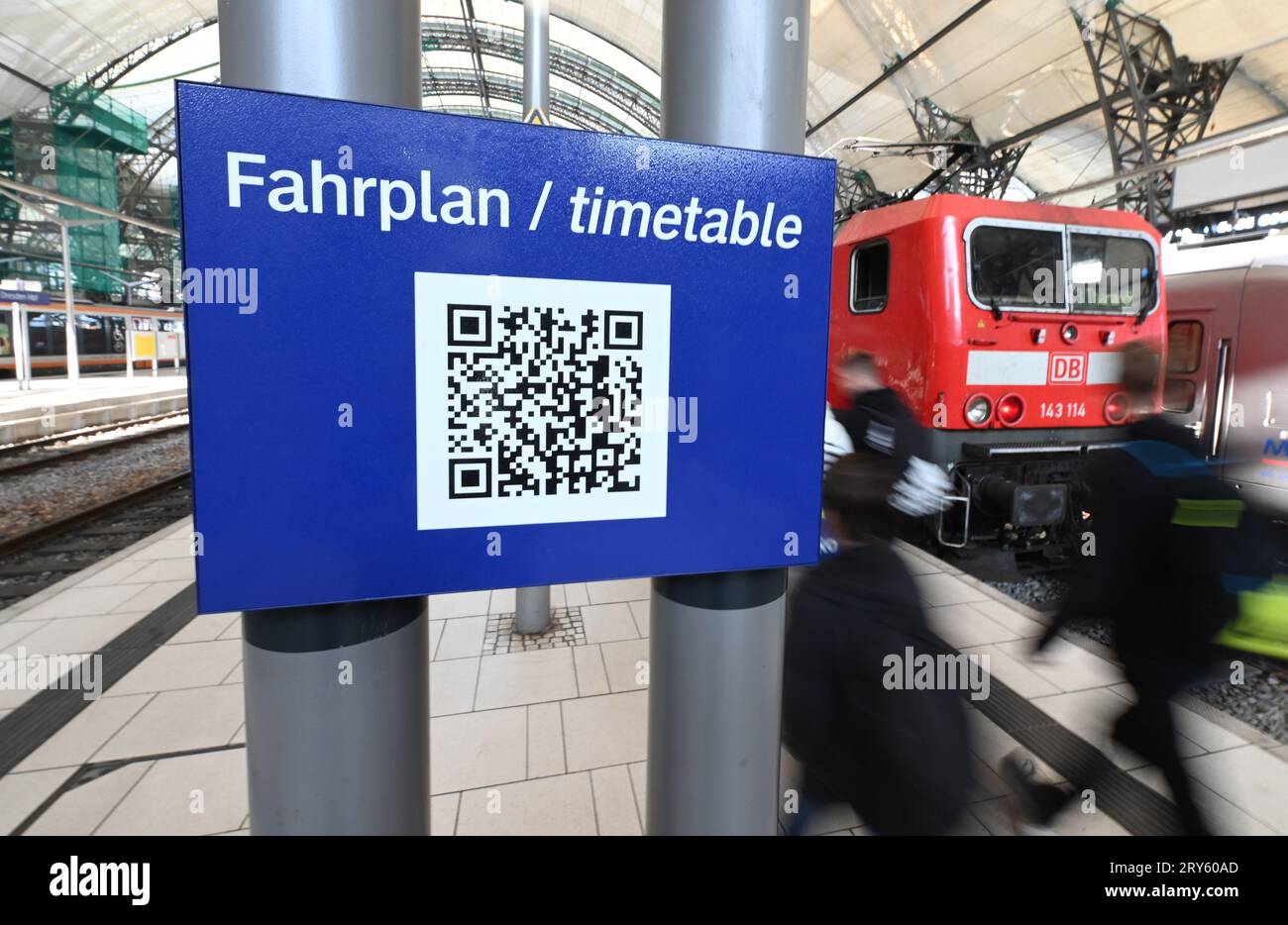 Dresden, Germany. 29th Sep, 2023. A barcode for the timetable is ...