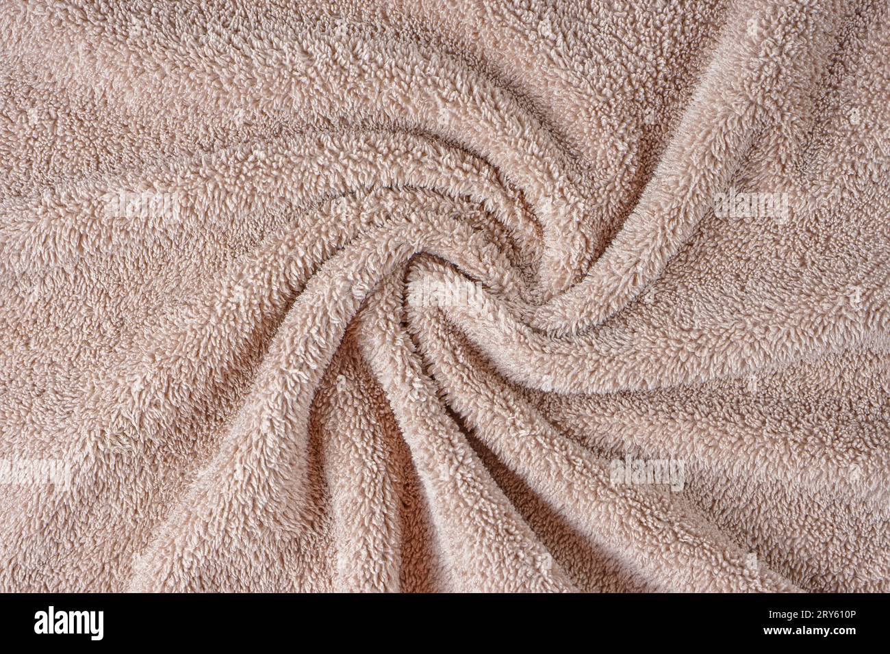 Terry cloth, beige towel texture background. Wrinkled and crumped soft ...