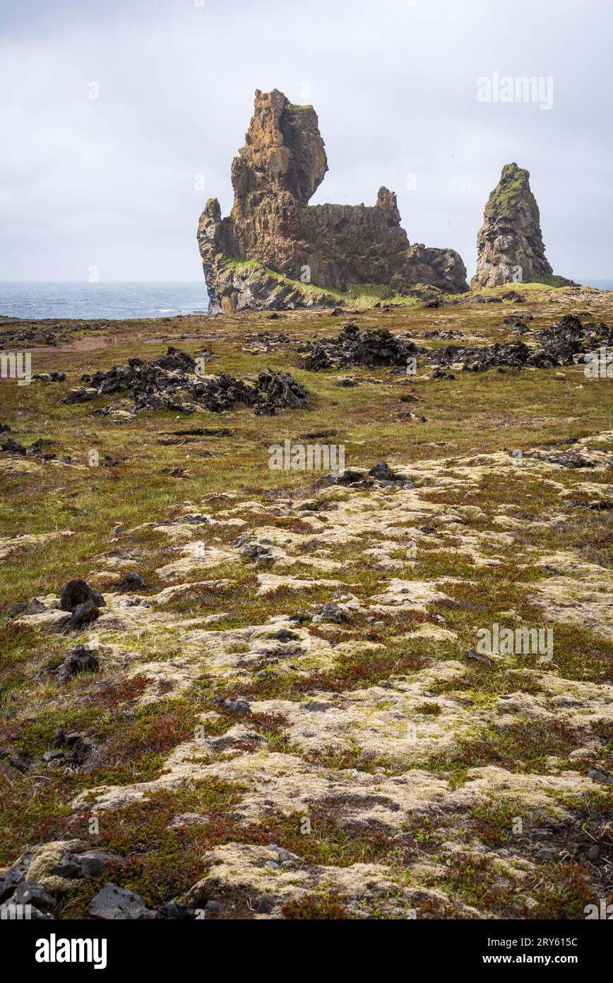 The Londrangar Basalt Cliffs (Hellnar) in Iceland on a Summer Day Stock ...