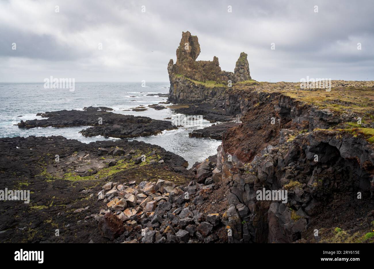 The Londrangar Basalt Cliffs (Hellnar) in Iceland on a Summer Day Stock ...