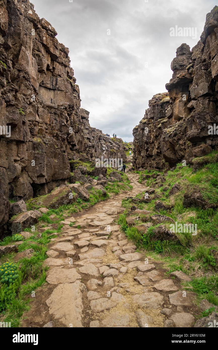 The Lögberg Fault at Thingvellir National Park in Iceland During a ...