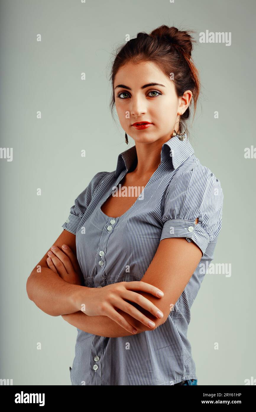 Stern face woman hi-res stock photography and images - Alamy