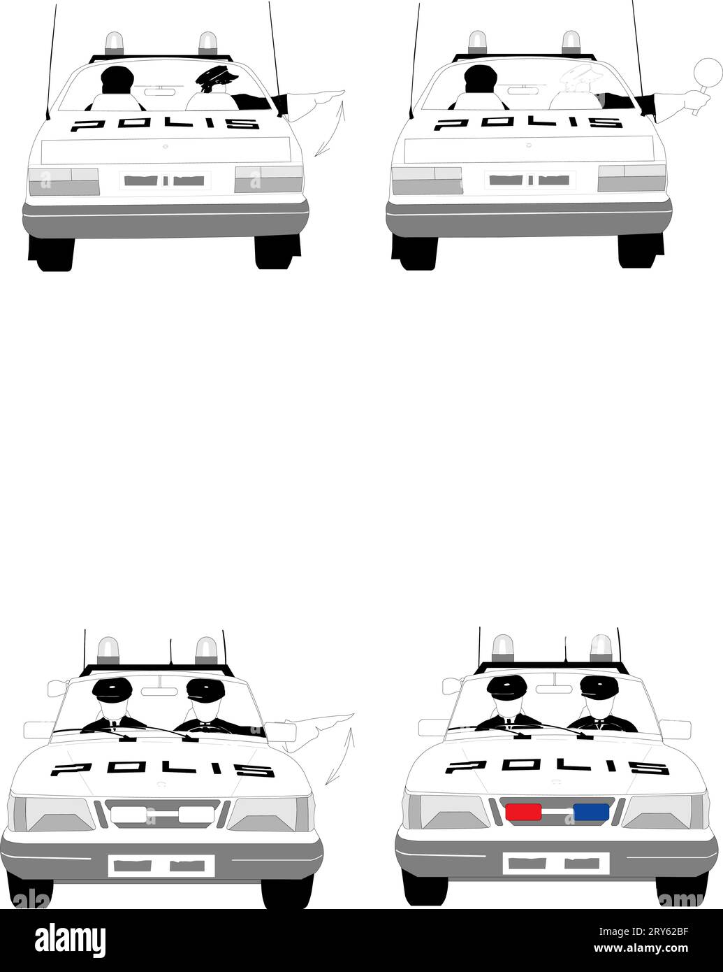 Slow down, Follow the police car and pull up behind it when it stops ...