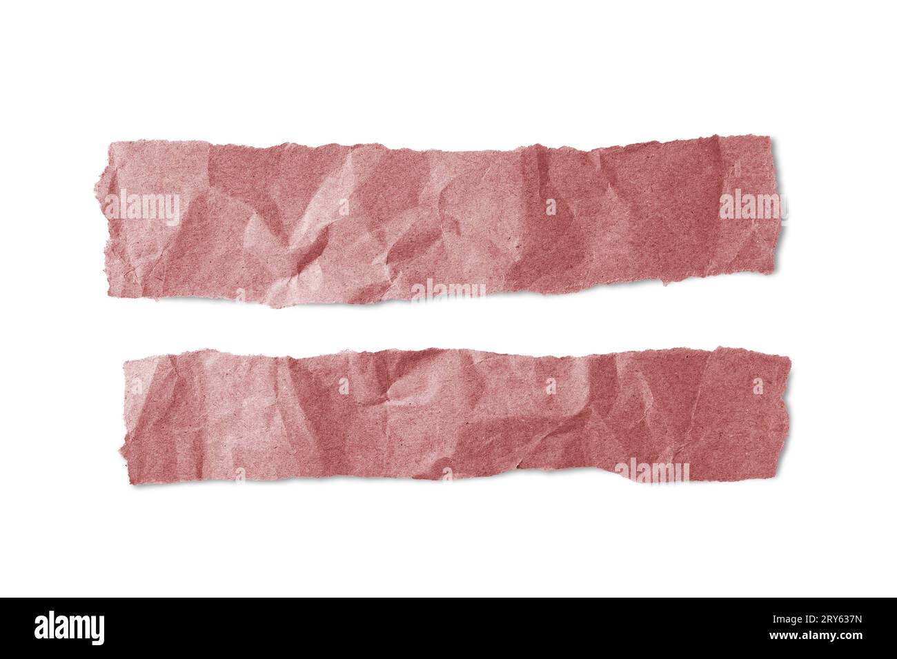 Red crumpled paper pieces with torn edge isolated on white background ...