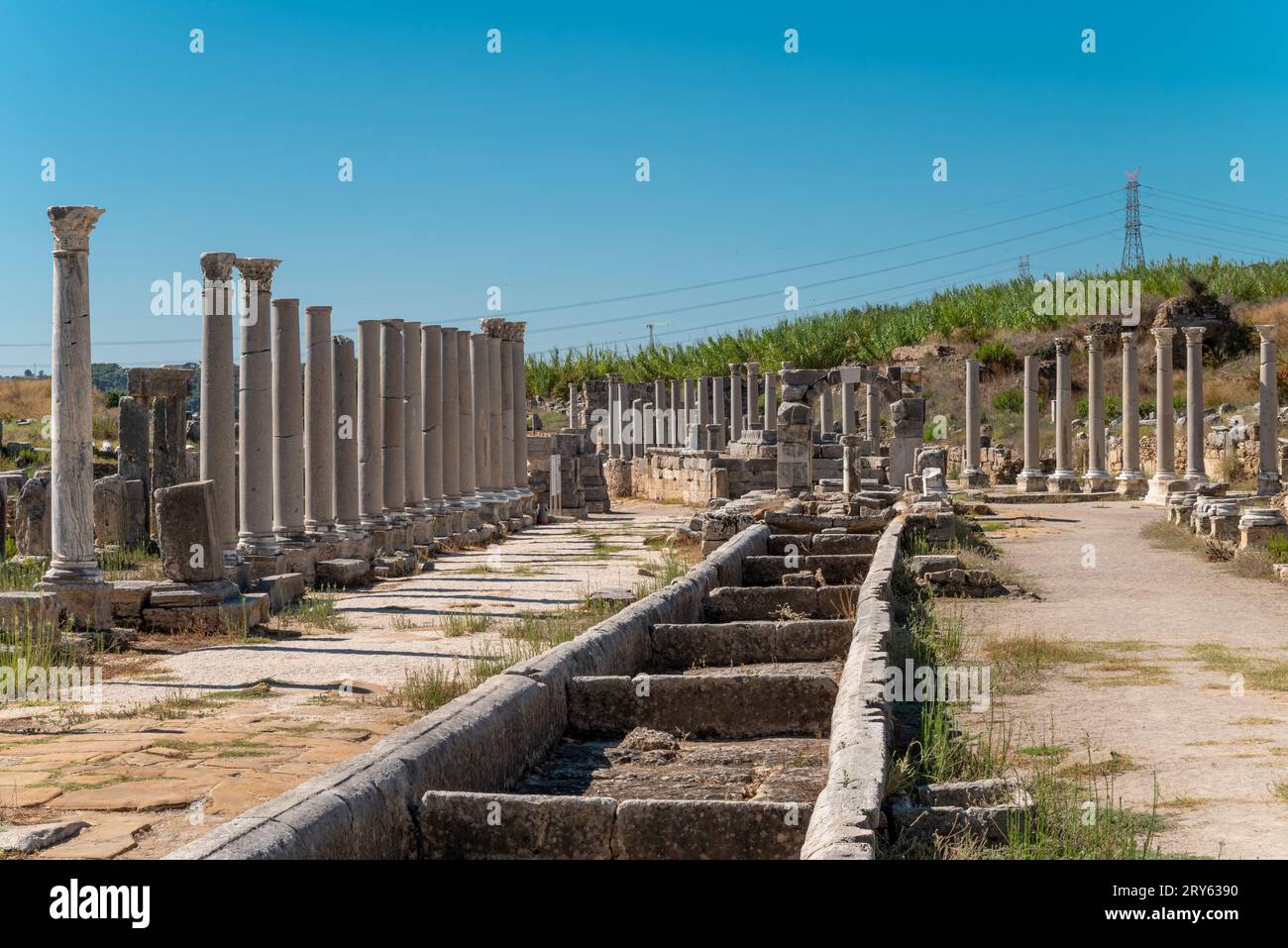 Ancient city of Perge in Antalya, Turkey. Historical ruins in the ...