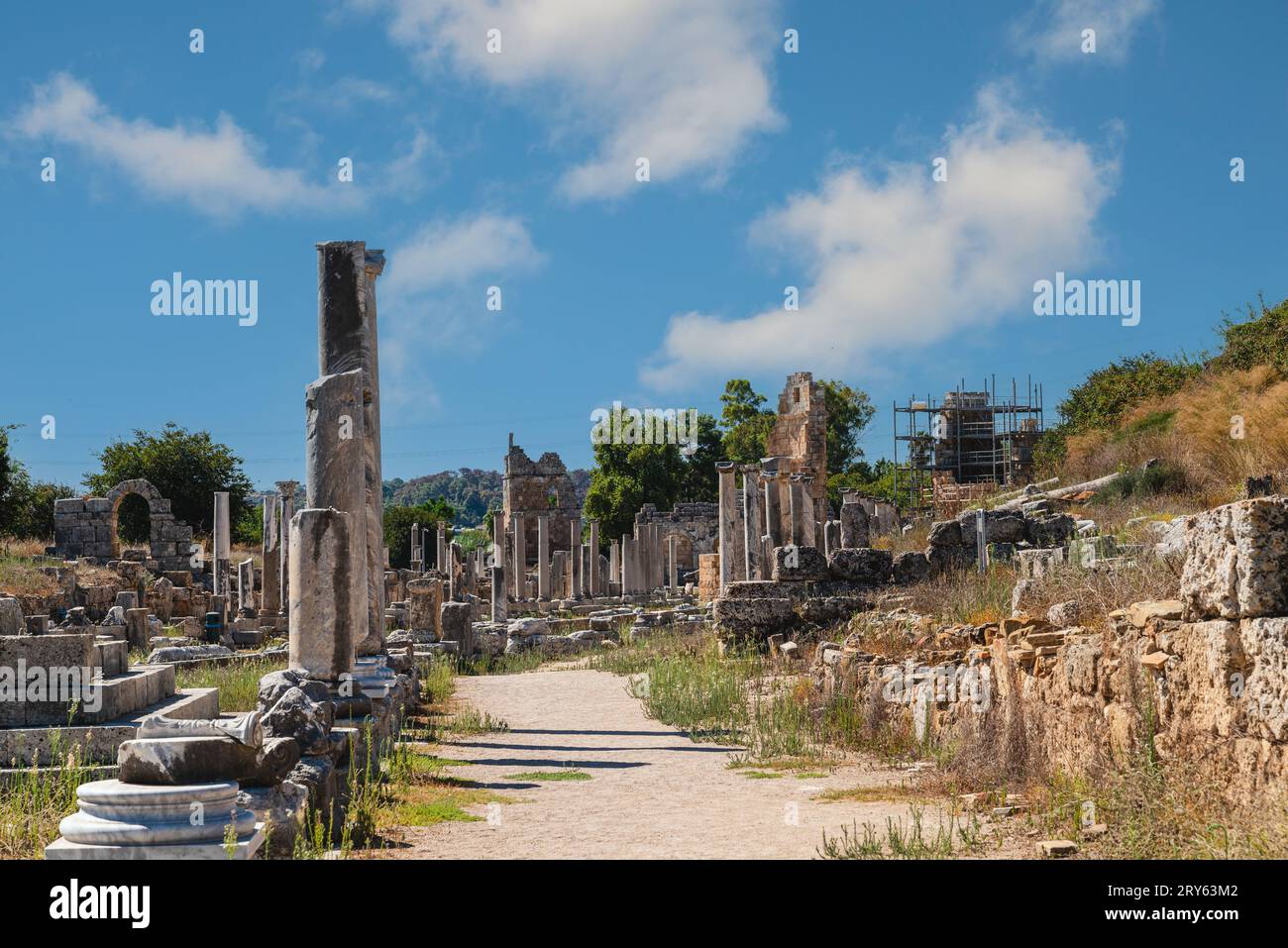 Ancient city of Perge in Antalya, Turkey. Historical ruins in the ...