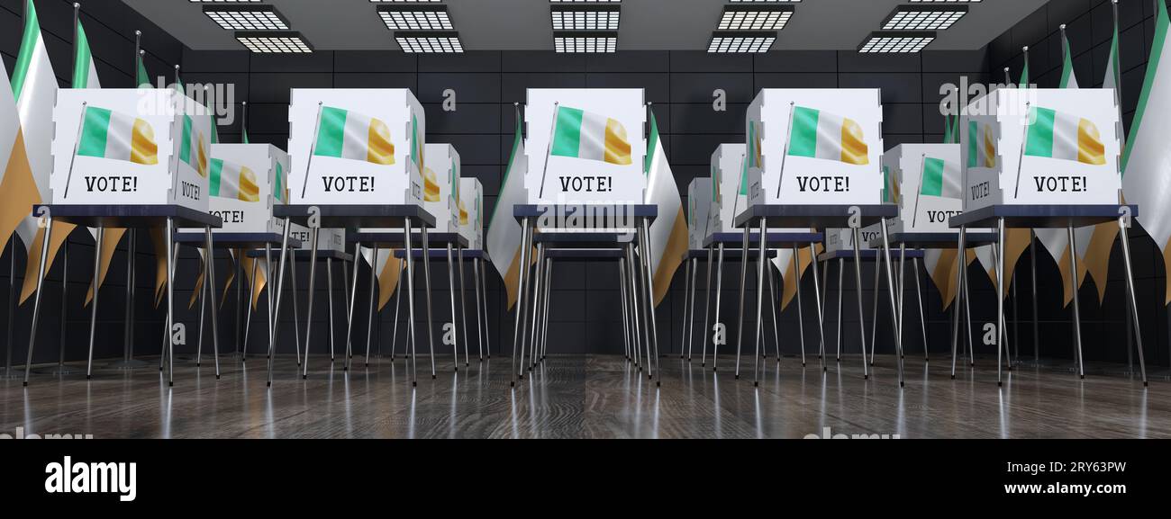 Ireland - polling station with many voting booths - election concept ...
