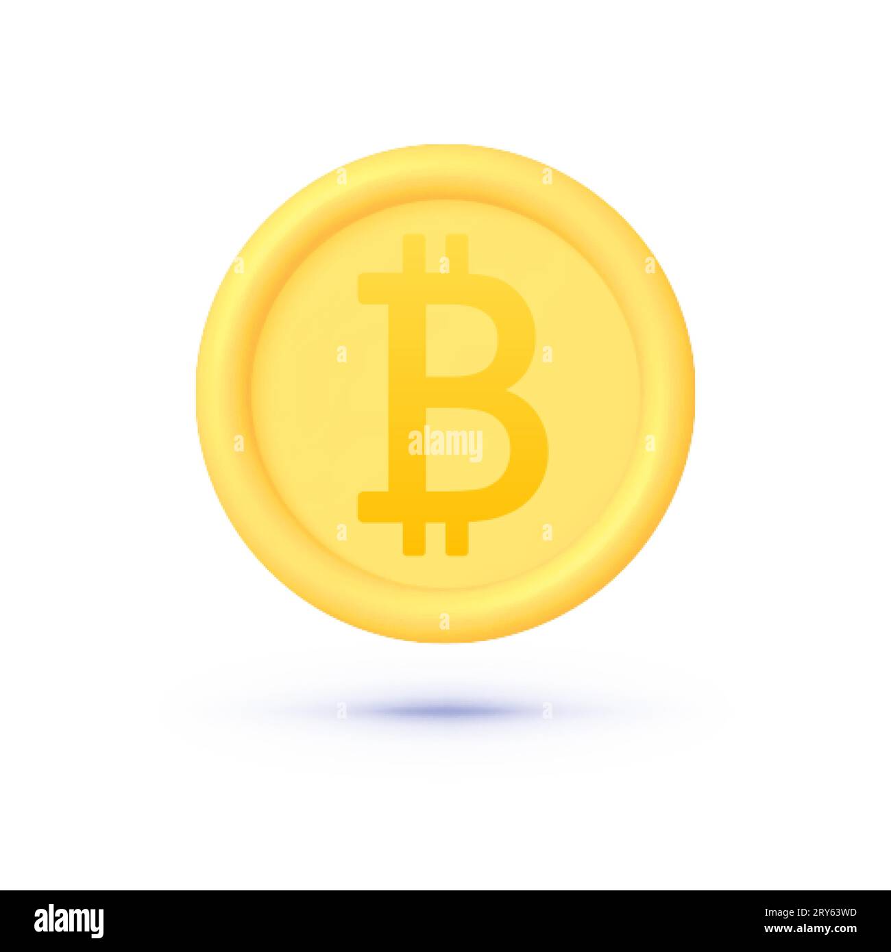 Bitcoin 3d in cartoon style on white background. Vector illustration ...