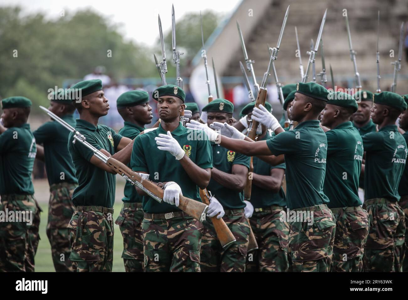 Members of The Tanzania Peoples Defence Force (TPDF) attend the parade ...