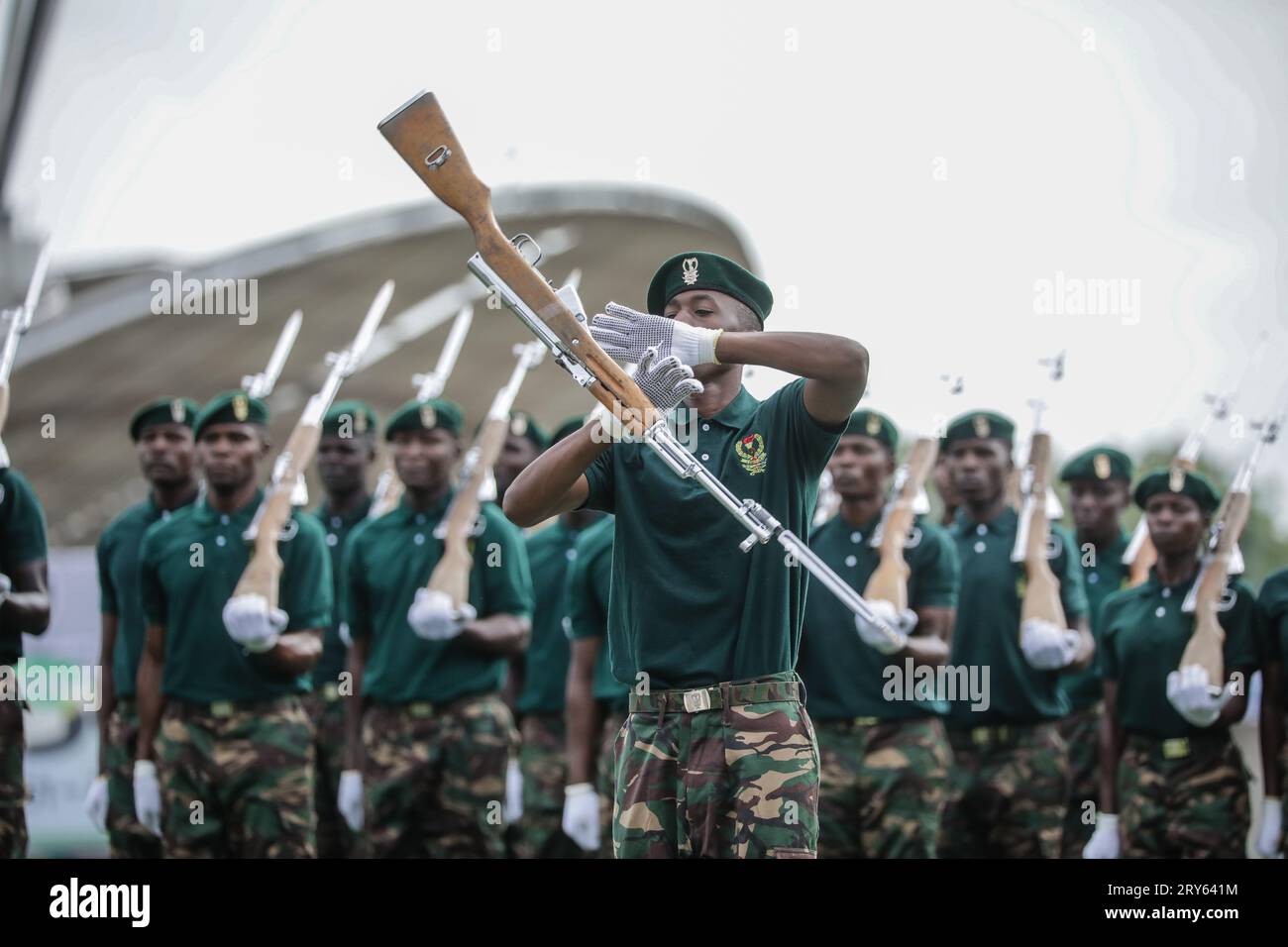 Members of The Tanzania Peoples Defence Force (TPDF) attend the parade ...