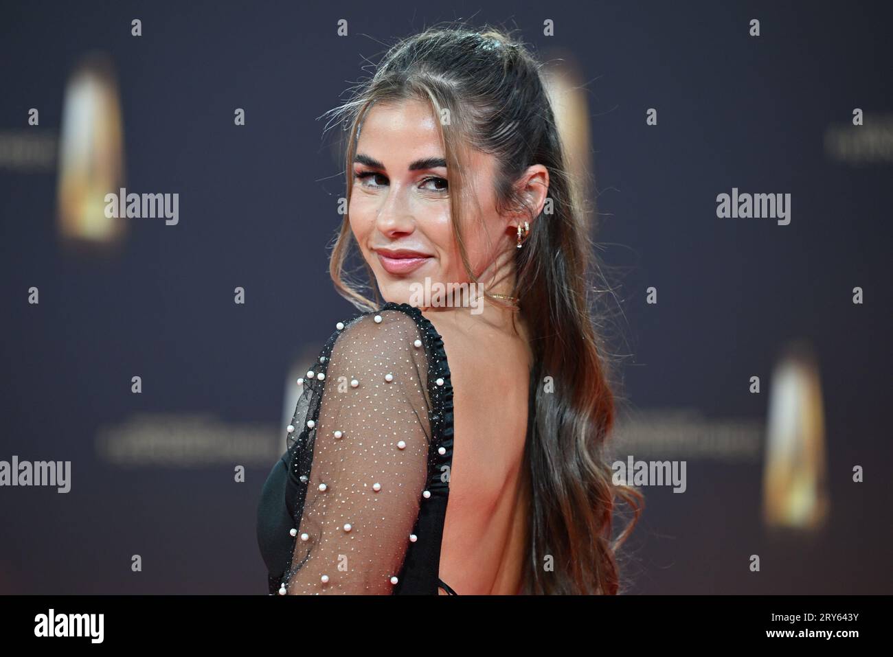 Cologne, Germany. 28th Sep, 2023. Singer Sarah Engels comes to the ...