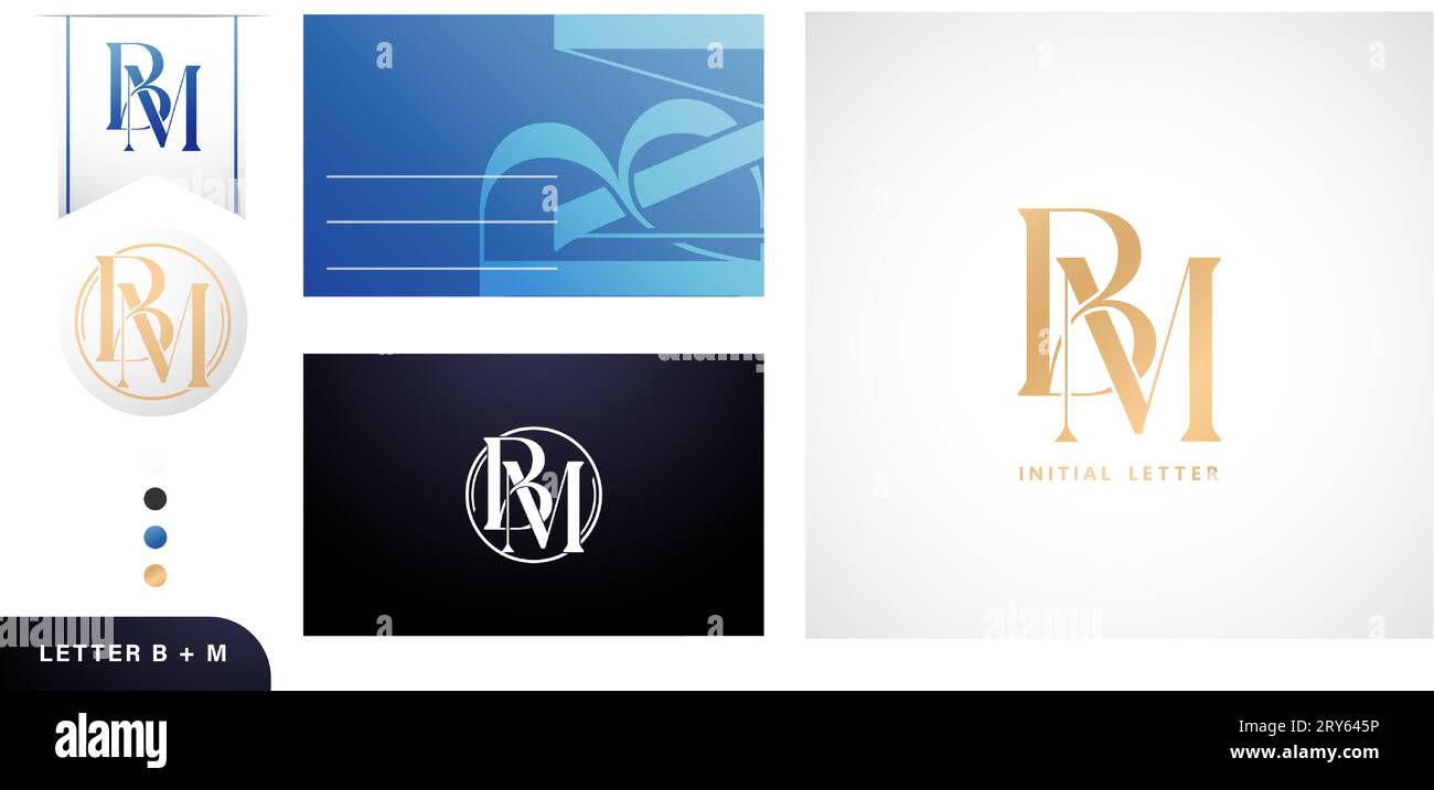 BM initial letters monogram logo type bundle. template logo with letter ...