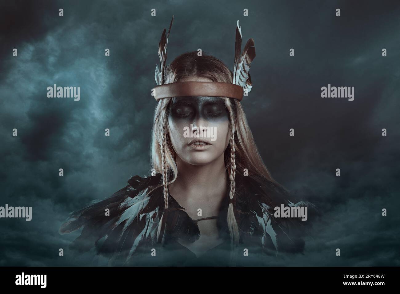 Storm shaman with eyes shut Stock Photo - Alamy